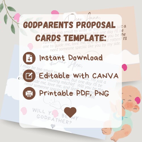 Will You Be My Godmother Proposal Card Godparents Proposal Card Temlate ...
