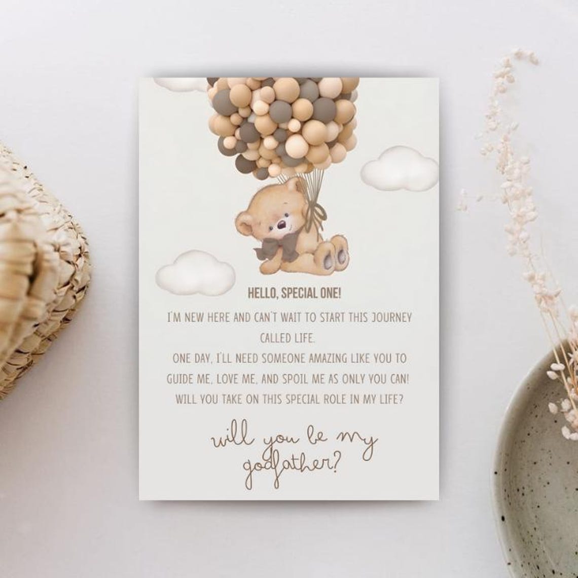 Godmother & Godfather Proposal Card | Printable Baptism Invitation ...