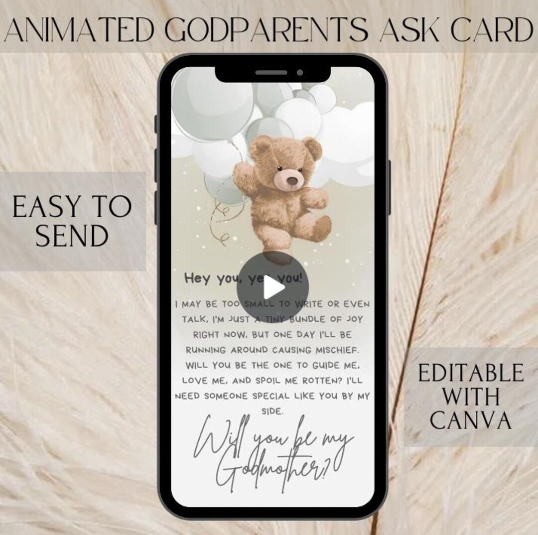 Editable Godparent Proposal Card: Baptism Invitation (digital) - Etsy