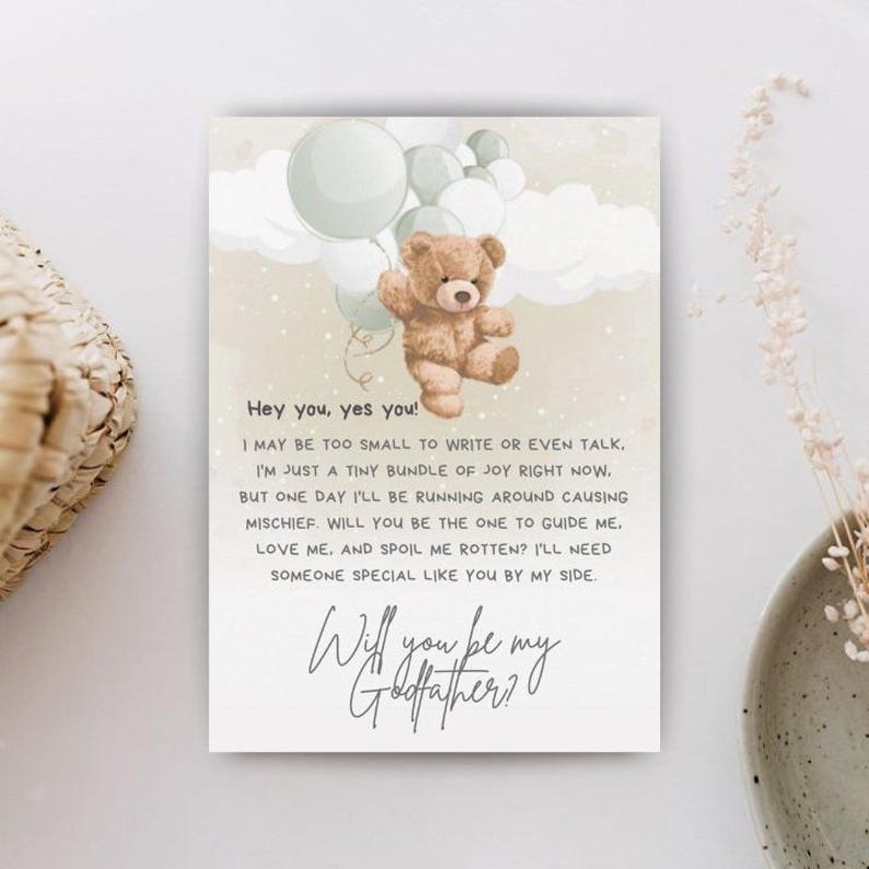 Universal Godparents Proposal Card | Will You Be My Godmother Editable ...