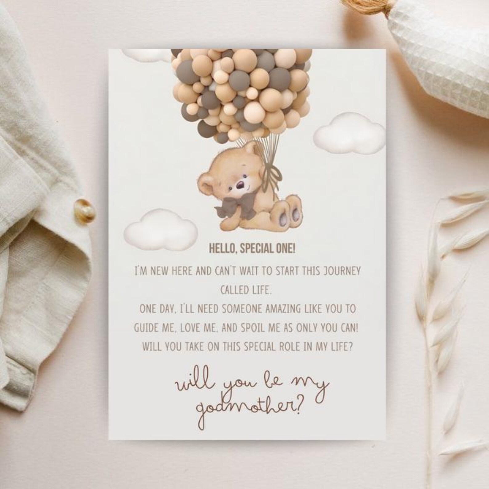 Godmother & Godfather Proposal Card | Printable Baptism Invitation ...