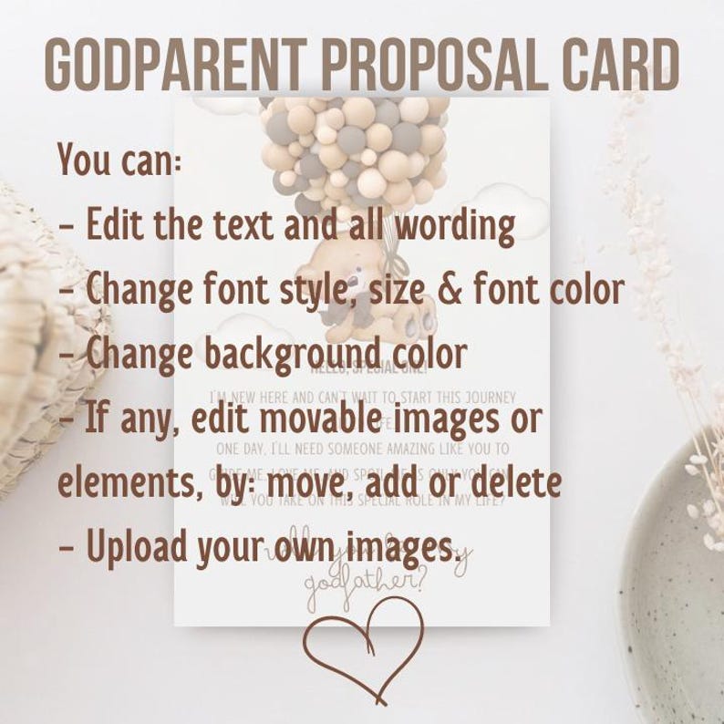 Will You Be My Godmother Proposal Card | Godparents Proposal Card ...