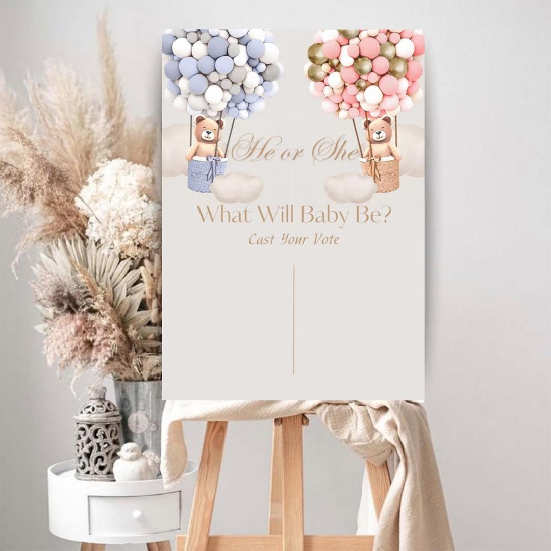 Cute Boy or Girl Vote Board Gender Reveal Party Sign Printable Gender ...