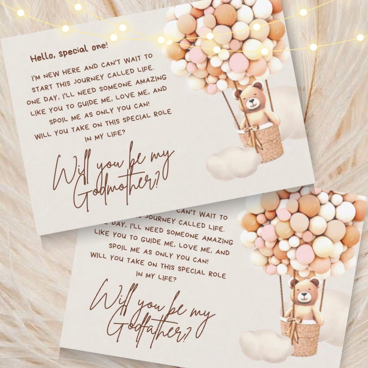 Cute Godparents Proposal Card | Will You Be My Godmother Universal ...