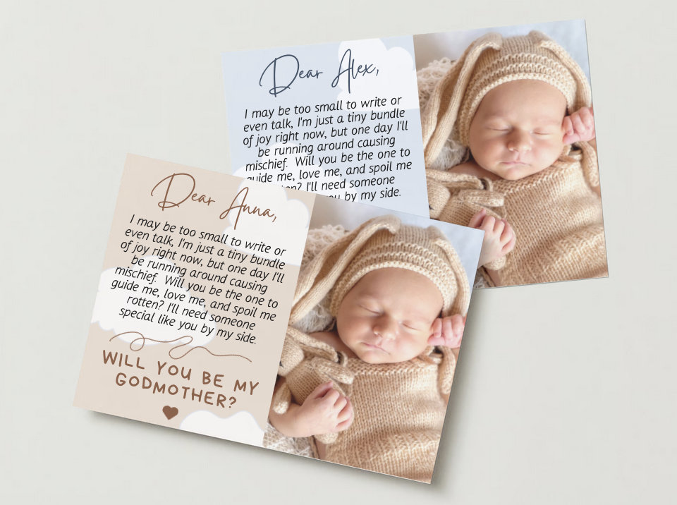 Godparents Proposal Cards Printable Will You Be My Godmother Proposal ...
