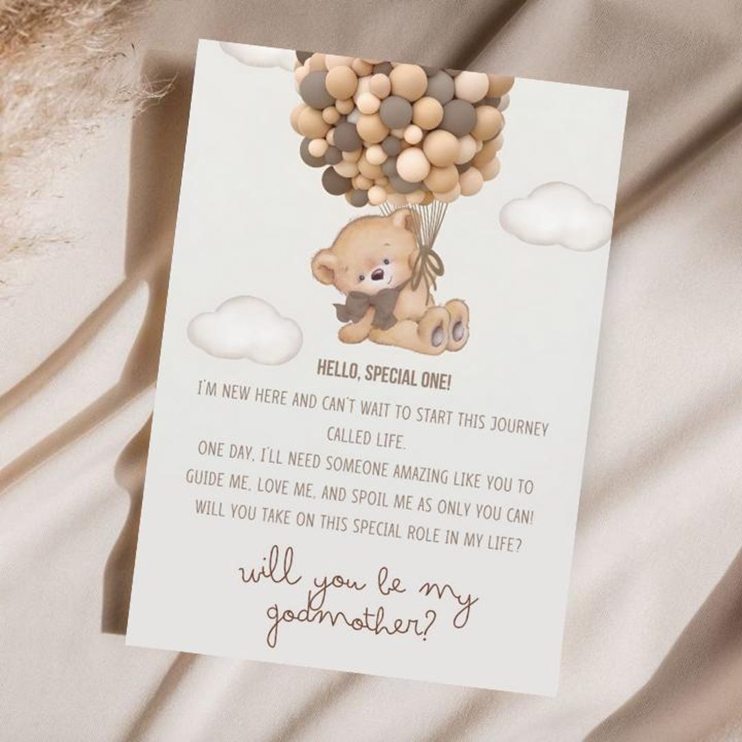 Godmother & Godfather Proposal Card | Printable Baptism Invitation ...