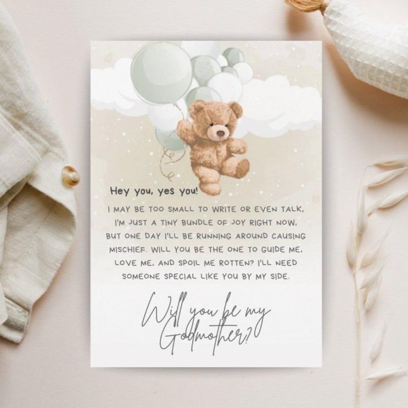 Universal Godparents Proposal Card | Will You Be My Godmother Editable ...