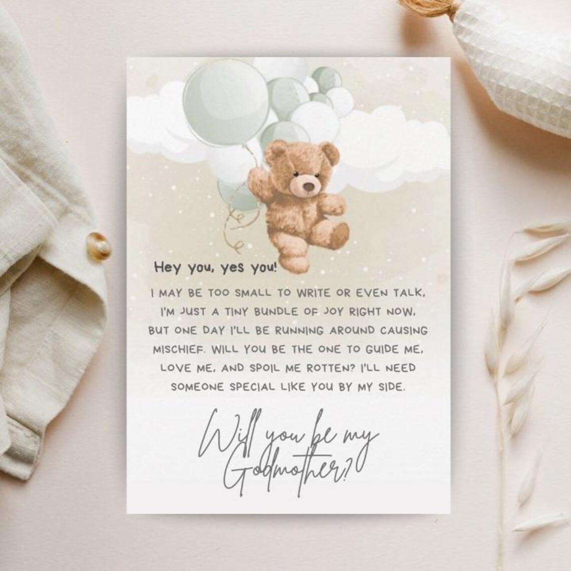 Godparents Proposal Cards Printable | Will You Be My Godmother Proposal ...