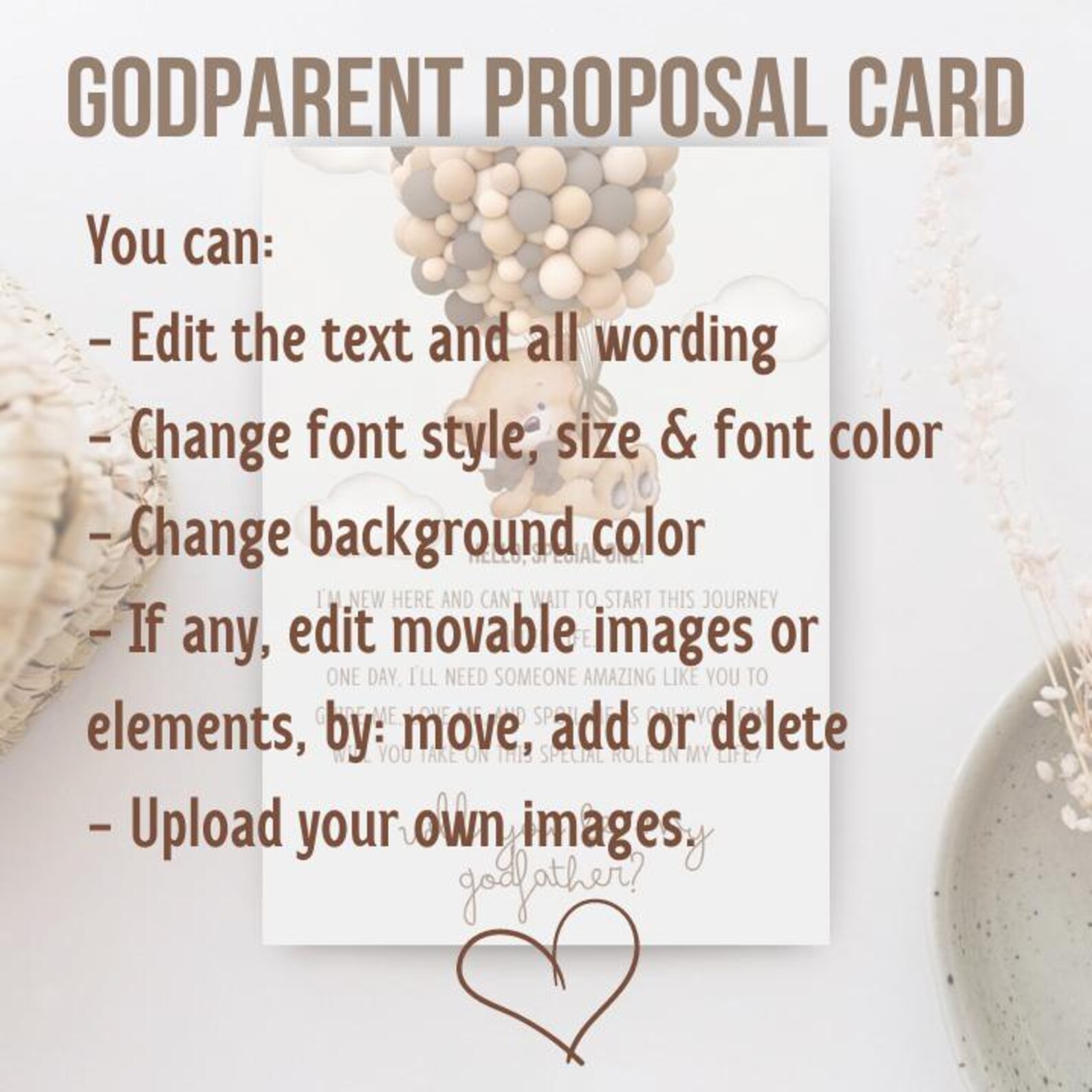Godmother & Godfather Proposal Card | Printable Baptism Invitation ...