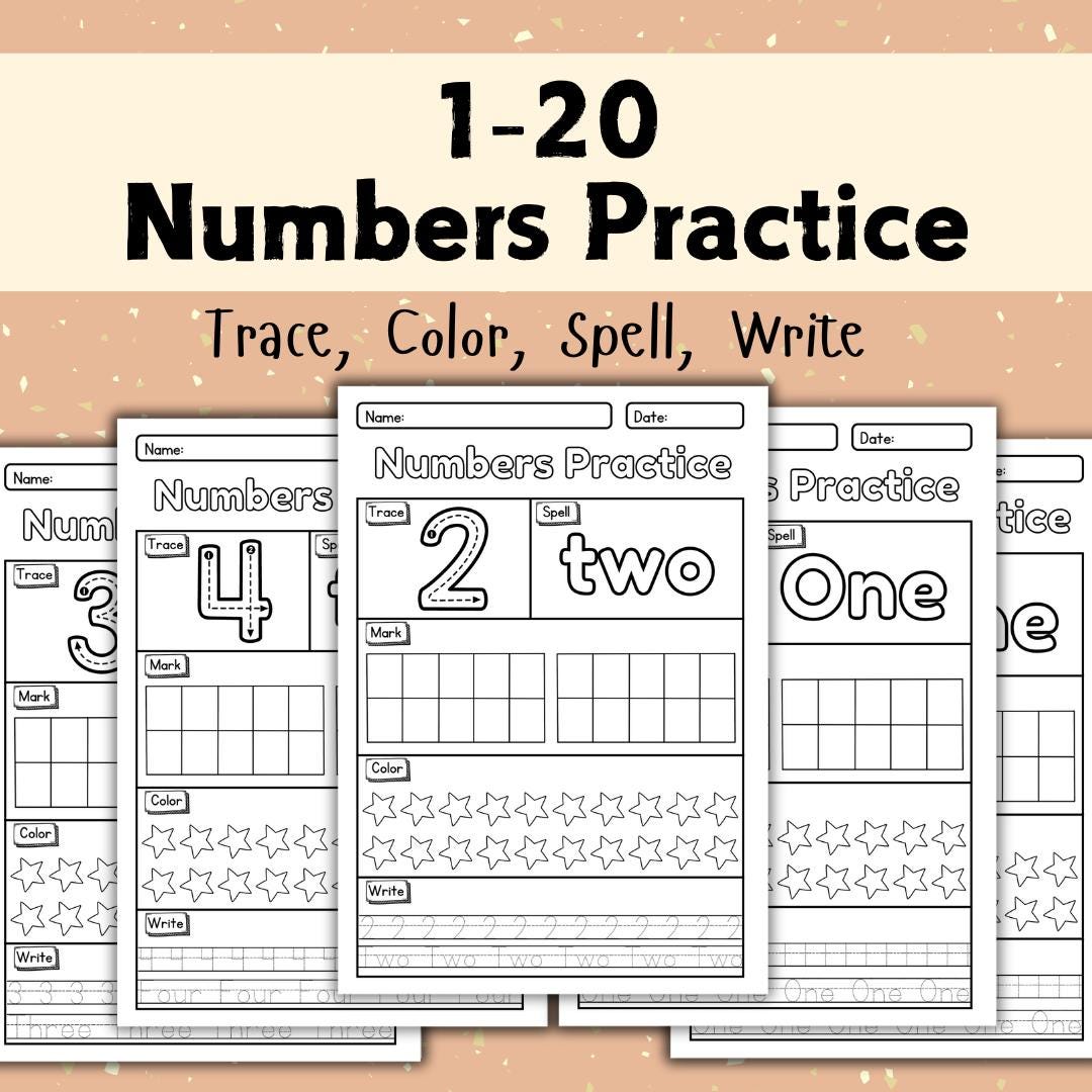 20 Pages / 1-20 Numbers Practice for Preschool, Homeschool, and ...