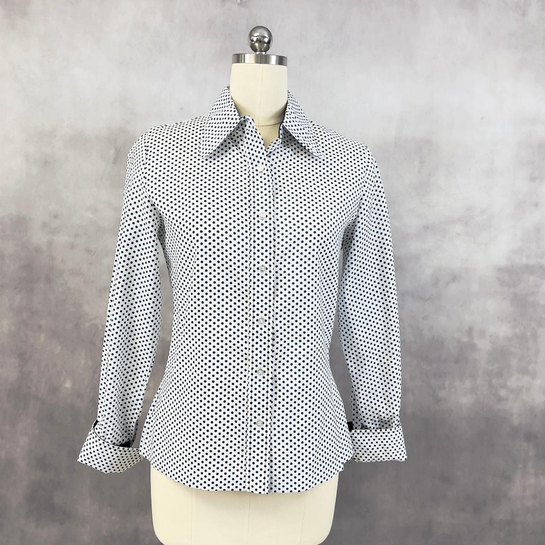 VTG 70s Lady Bond Women Button up Blouse Size 14 Preppy Mod Office Chic ...