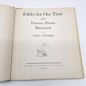 James Thurber Fables for Our Time Hardback 1940 First Edition NO DUST ...
