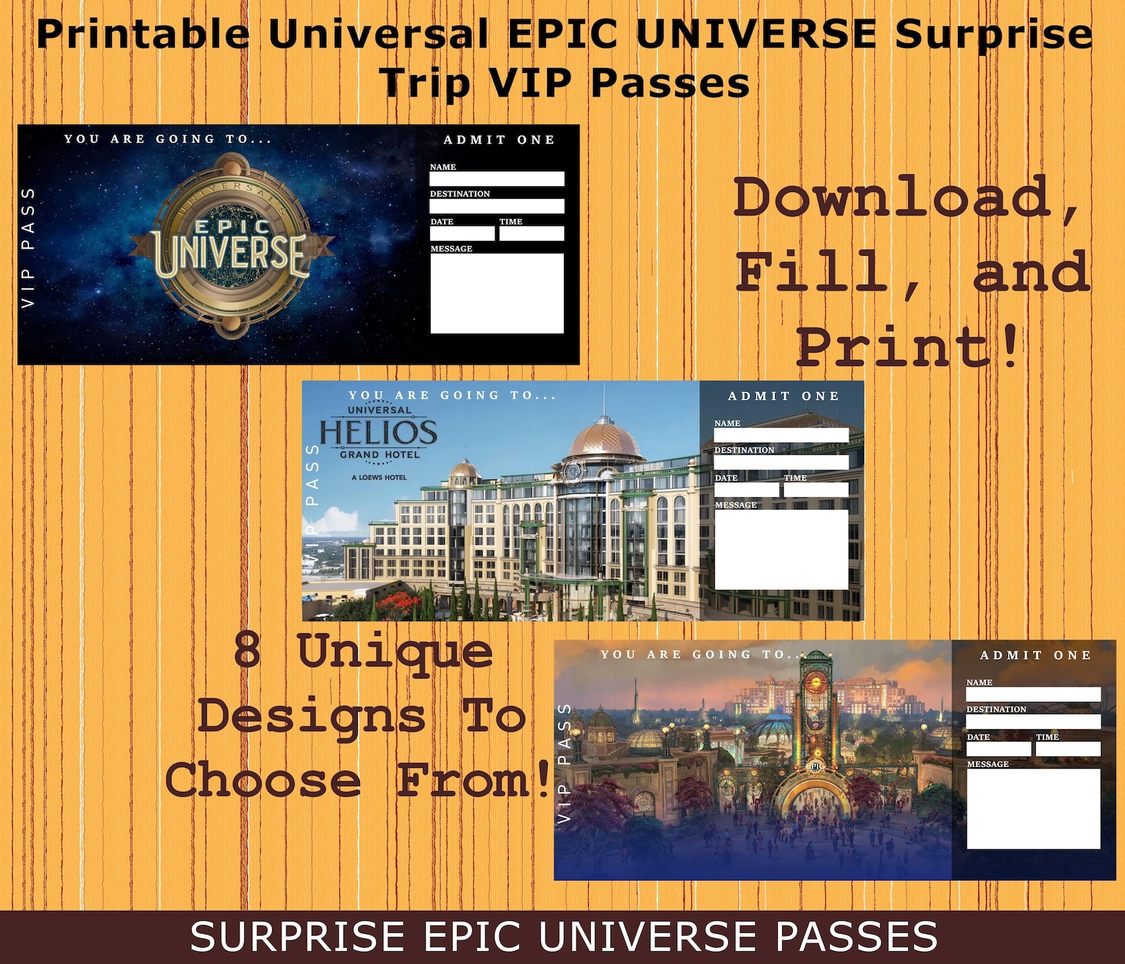 Printable Universal EPIC UNIVERSE Surprise Trip VIP Passes - Etsy