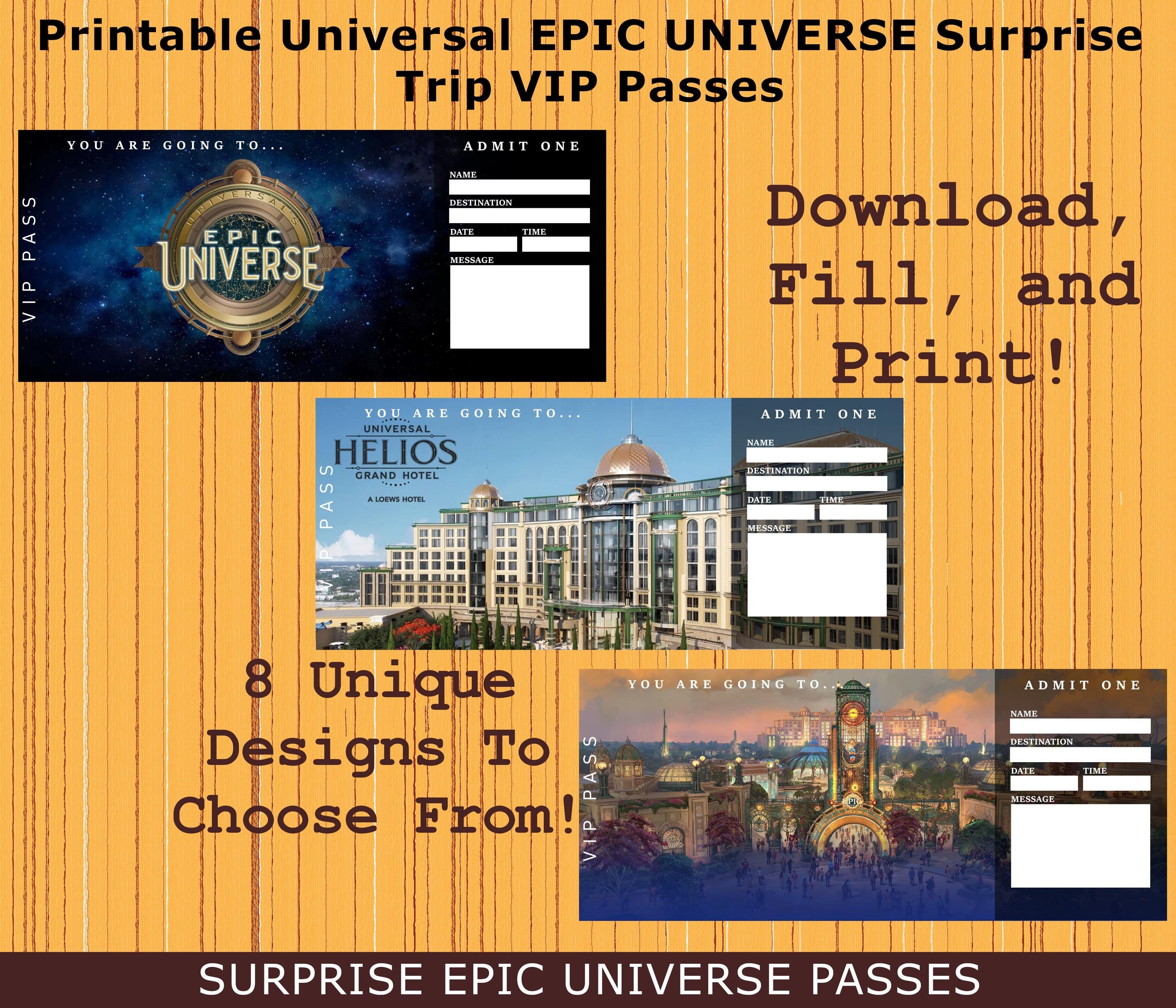 Printable Universal EPIC UNIVERSE Surprise Trip VIP Passes - Etsy