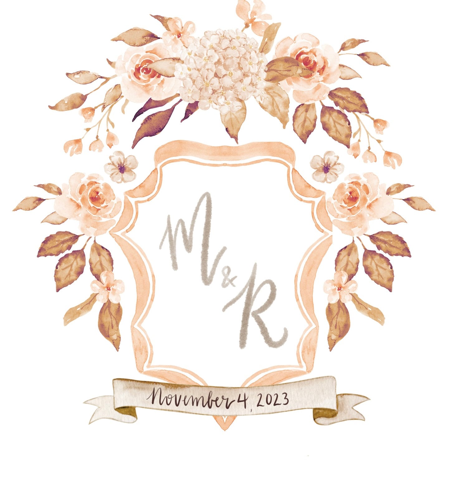 Custom Watercolor Crest Fall Colors - Etsy