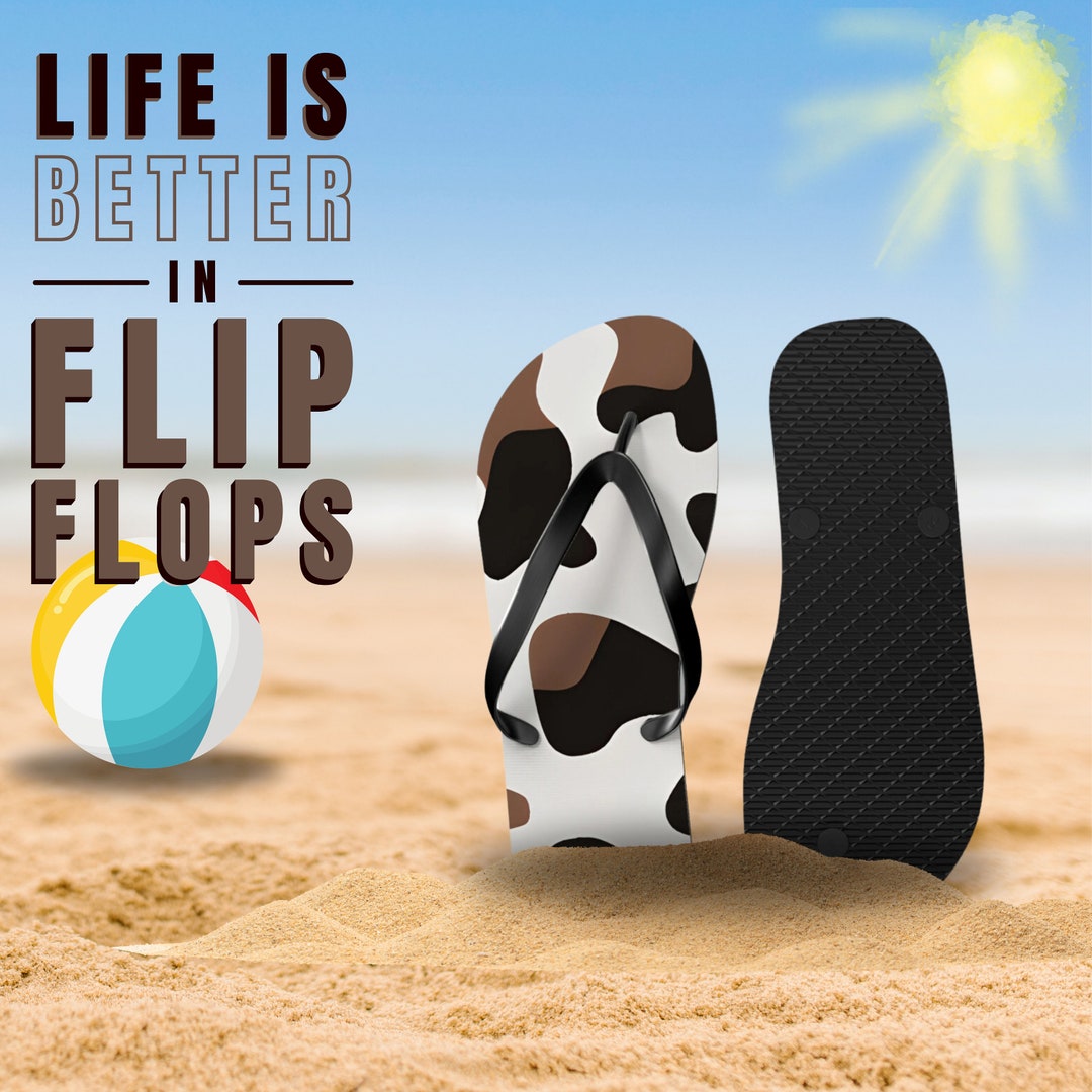 Cow Print Flip Flops Beach Sandals Summer Quirky Cow-inspired Flip ...