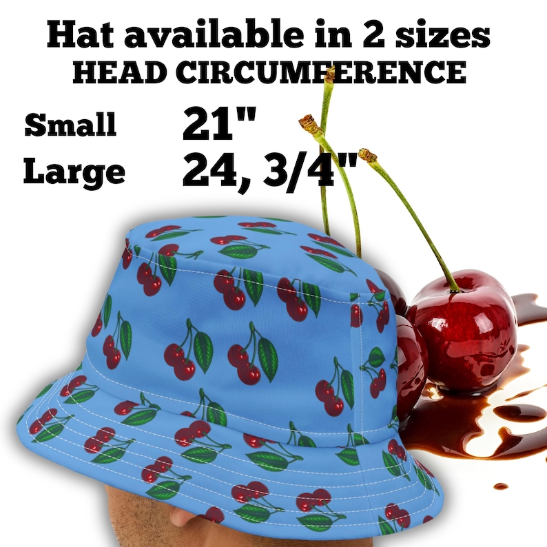 Cherry Print Bucket Hat Fruit Summer Hat Trendy Cherry Outdoor ...