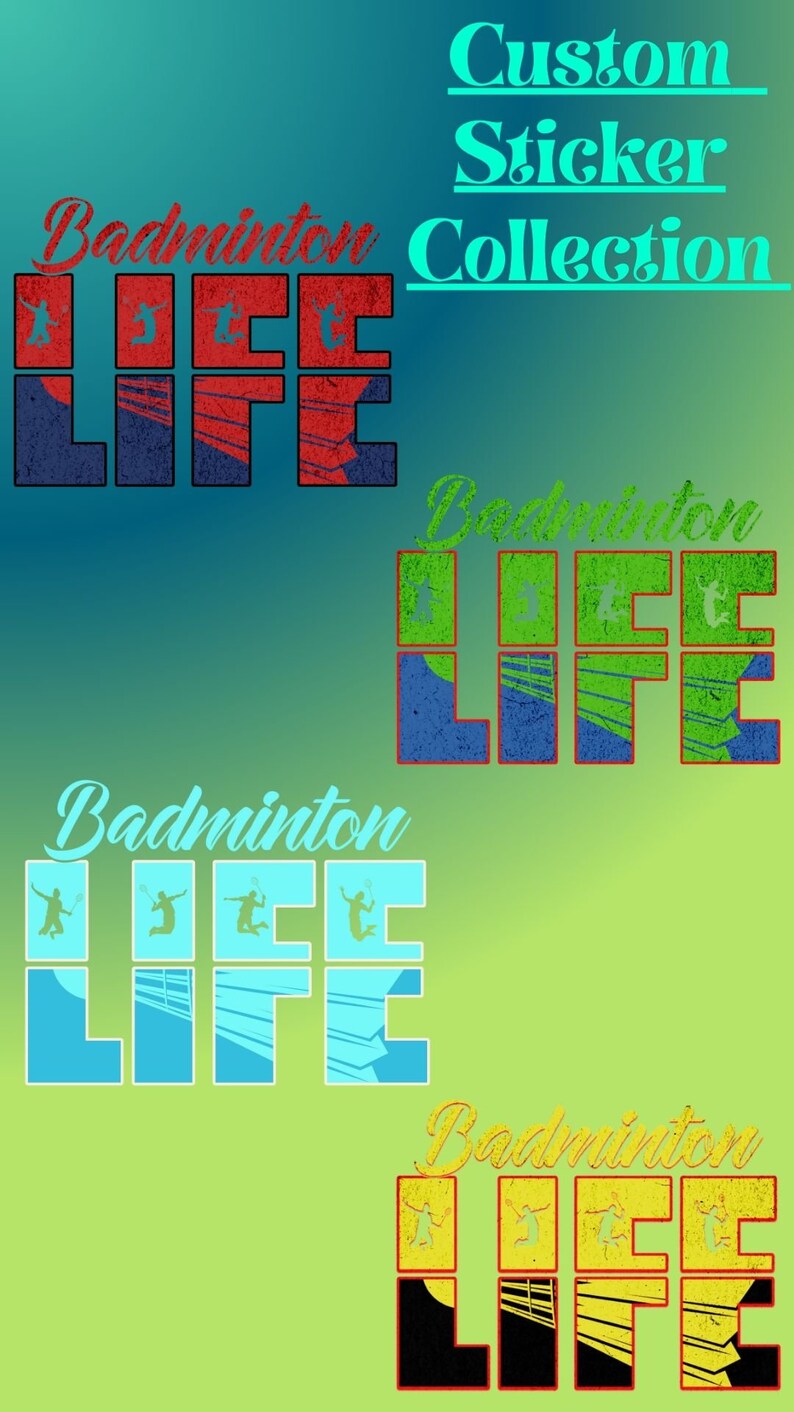 Badminton Sticker Sheet Decal Badminton Team Reward Water Bottle ...