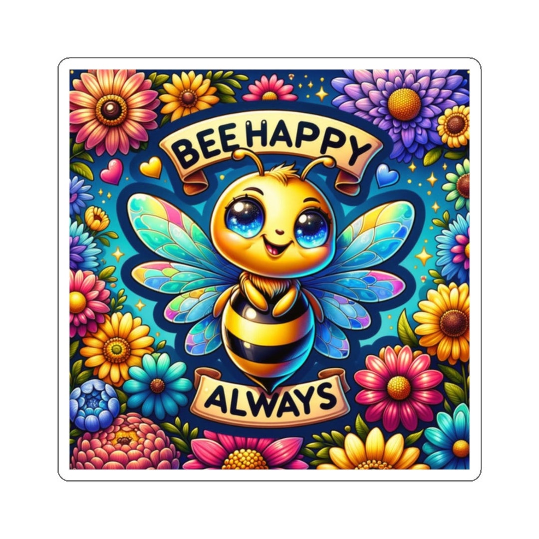 Bee Themed Stickers Handmade Vinyl Bee Sticker Happy Motivational ...
