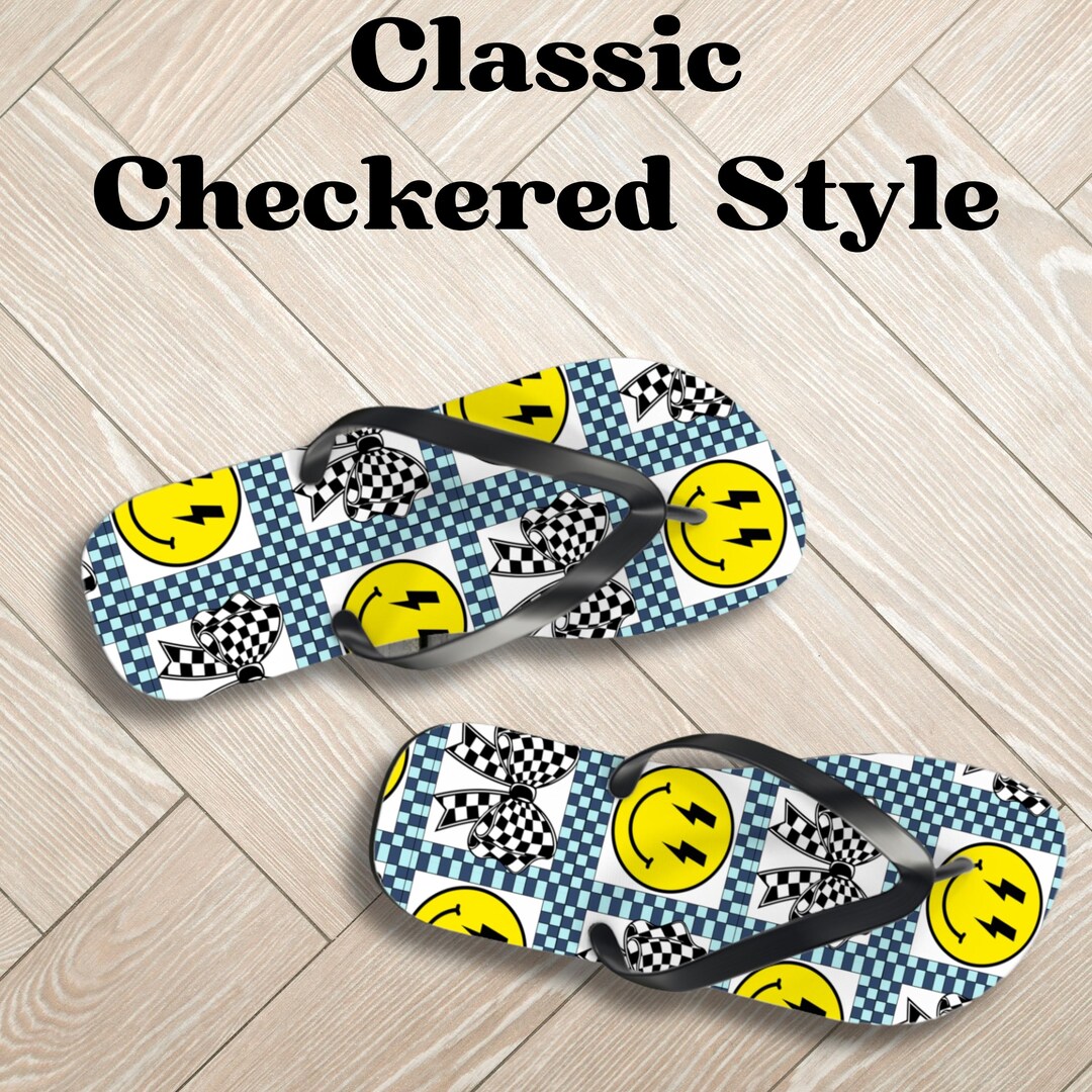 Trendy Casual Sandals 90s Inspired Beach Wear Fun Patterned Flip Flops ...