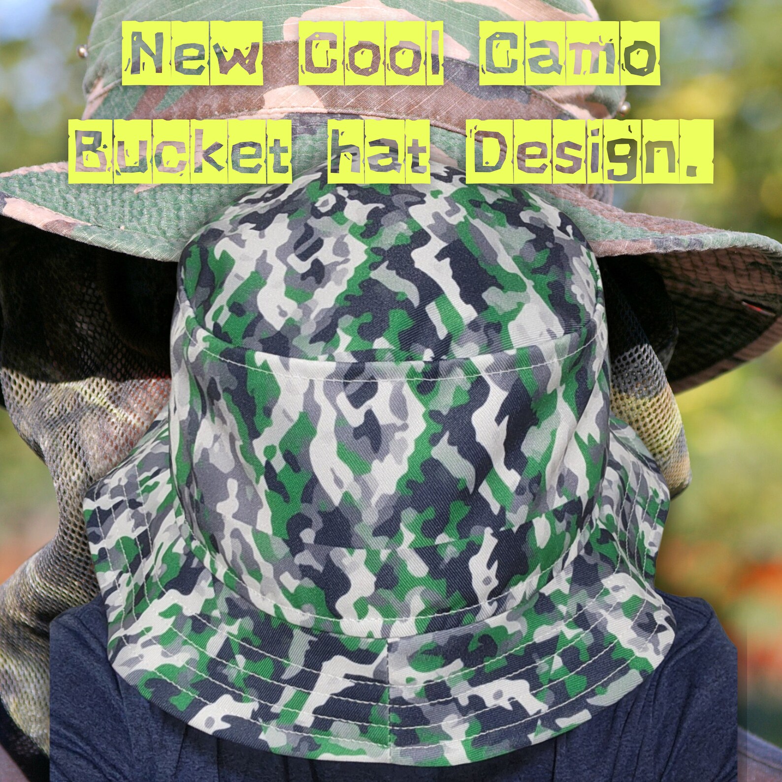 Fun Camo Style Bucket Hat Dads Summer Golf Sun Camo Style Fishing Hat ...
