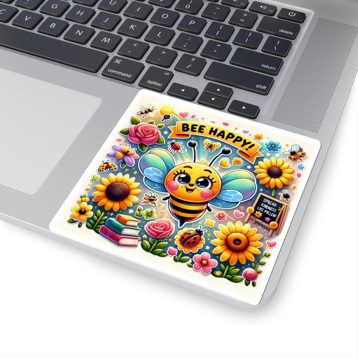 Kiss-cut Sticker Bee Happy Decals Positive Vibes Nature-inspired Bee ...