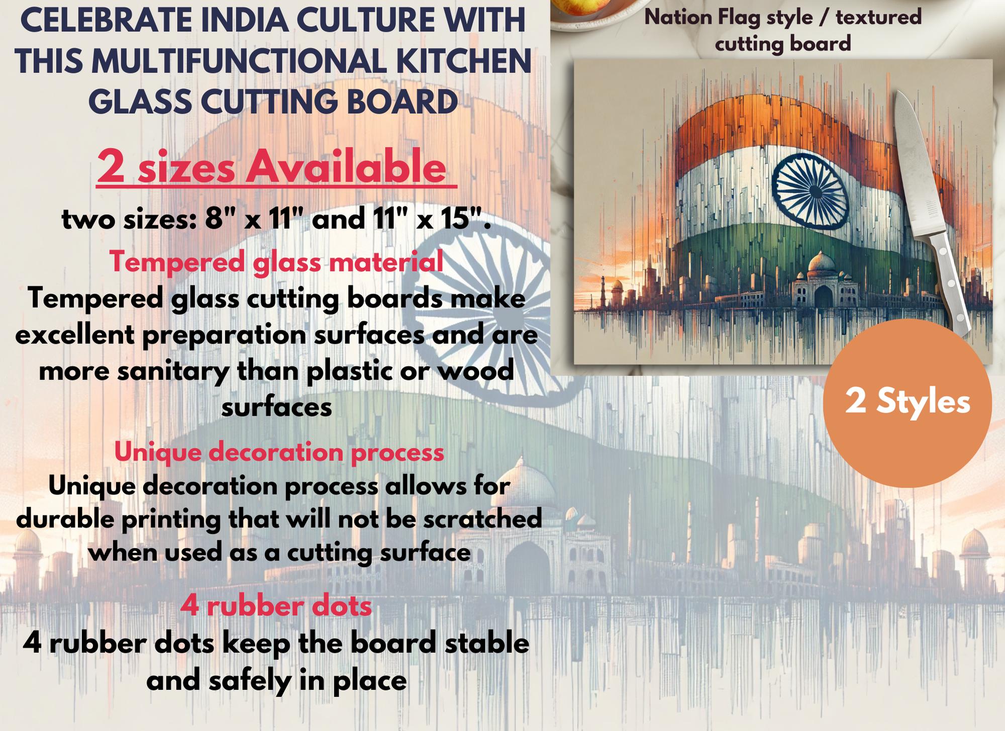 Indian Serving Tray Glass Charcuterie Board Wedding Gift Indian Flag ...