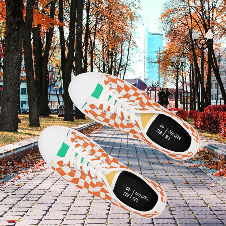 Retro Checkered Low Top Sneakers Ladies Street Style Sneakers Trendy ...