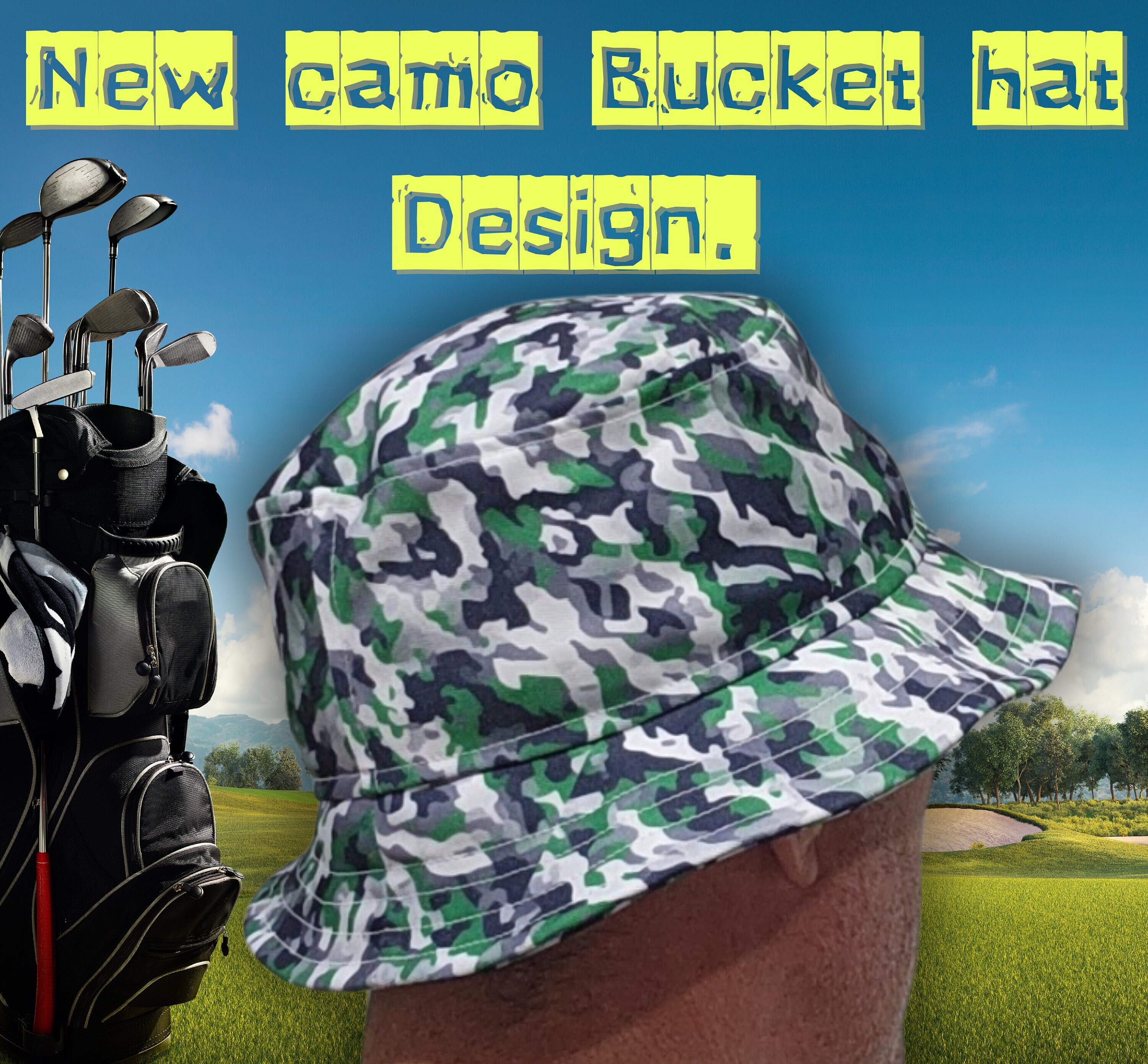Fun Camo Style Bucket Hat Dads Summer Golf Sun Camo Style Fishing Hat ...