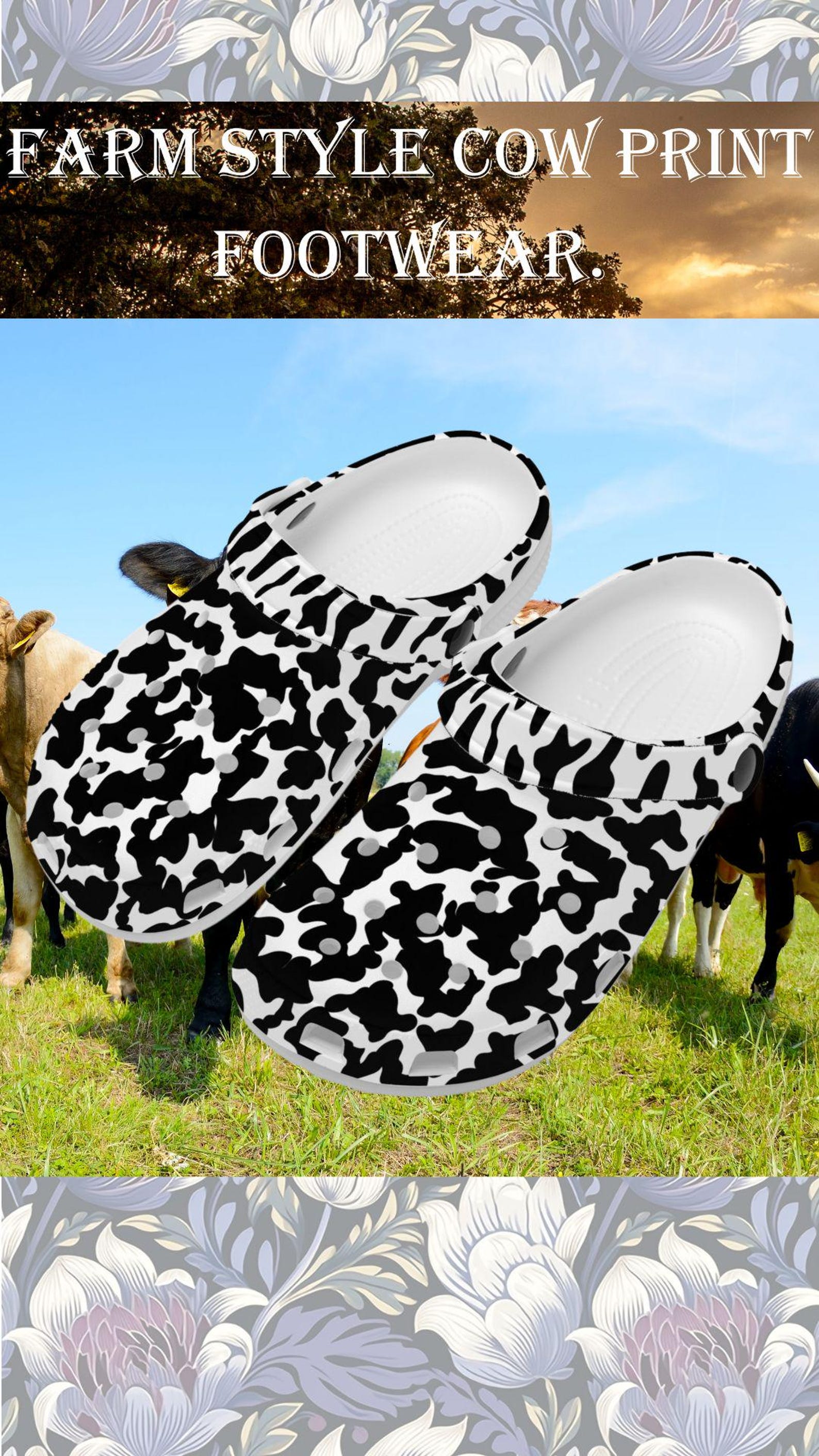 Cow Print Clogs Comfortable Walking Shoes Foam Slip on Gift for Animal ...