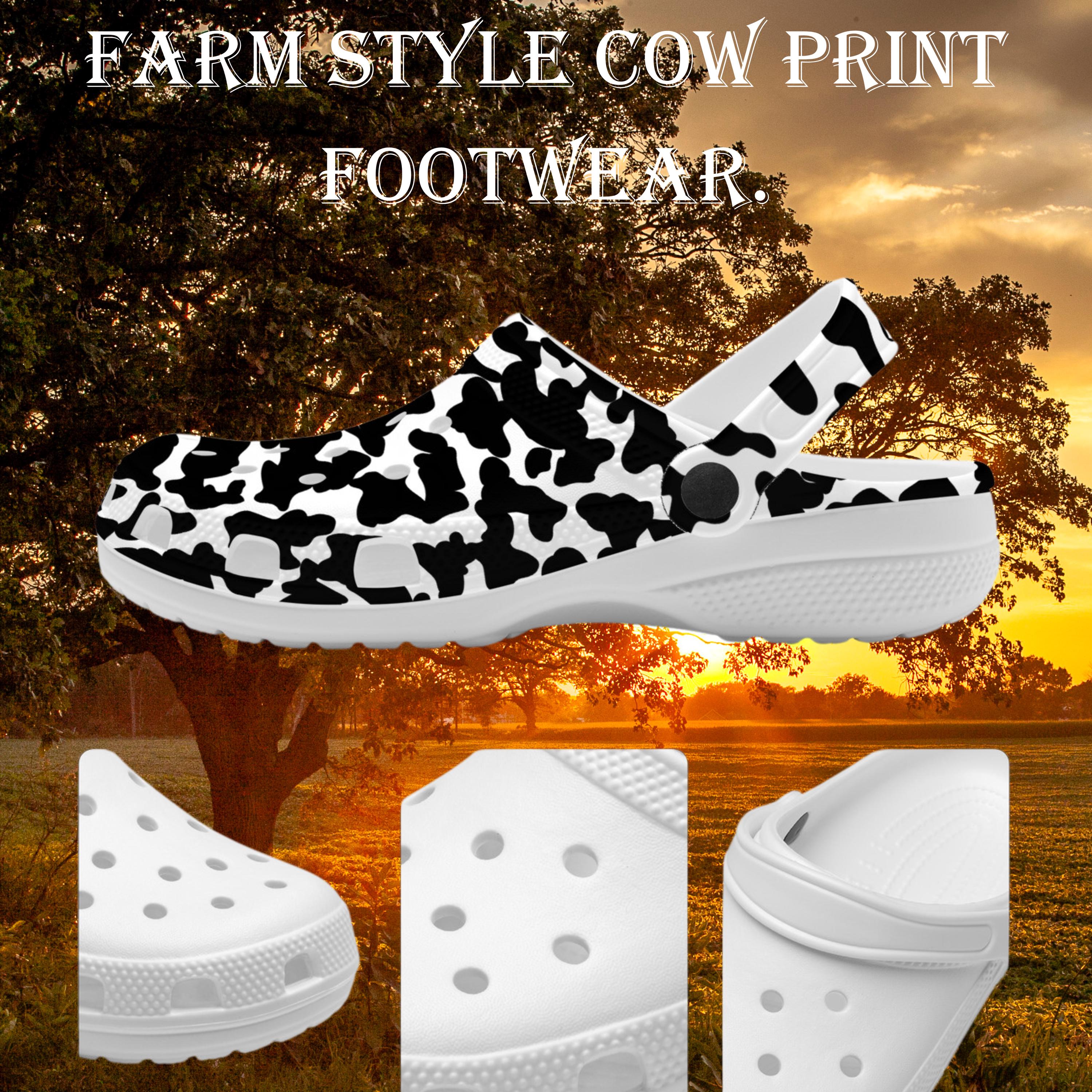 Cow Print Clogs Comfortable Walking Shoes Foam Slip on Gift for Animal ...