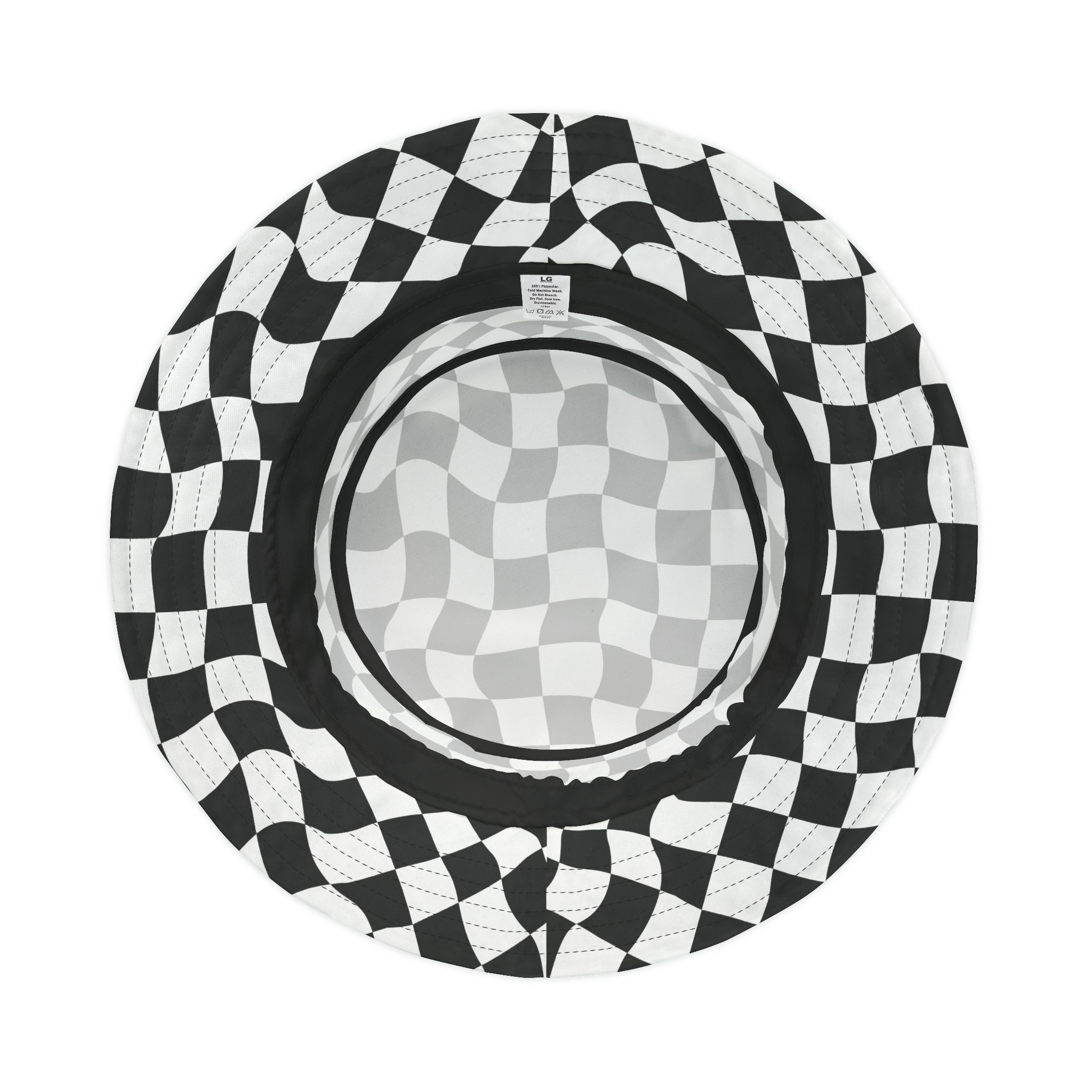 Checkered Bucket Hat Stylish Black White Checkered Hat Beach Fashion ...