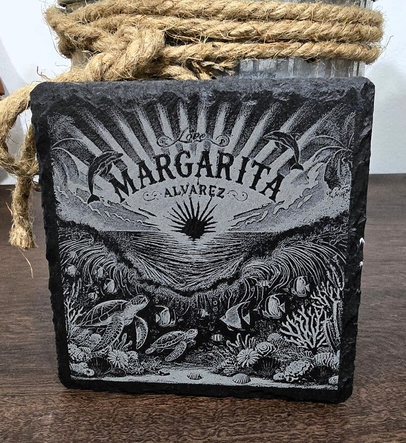 Customizable Slate Coaster Gift Set Unique One-of-a-kind Design Holiday ...