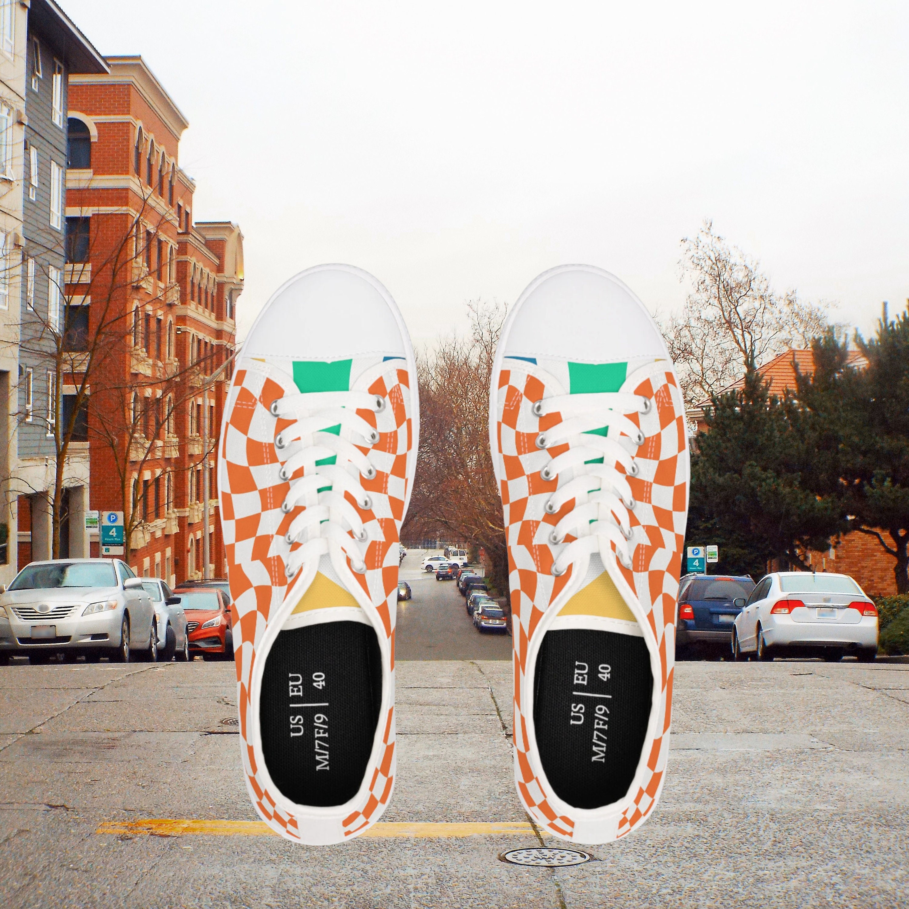 Retro Checkered Low Top Sneakers Ladies Street Style Sneakers Trendy ...