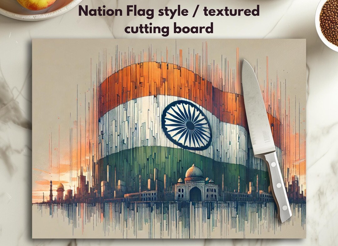 Indian Serving Tray Glass Charcuterie Board Wedding Gift Indian Flag ...