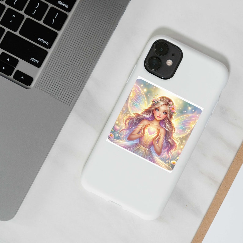Cute Fairytale Angel Sticker Gift Vibrant Heart Decorative Fairytale ...