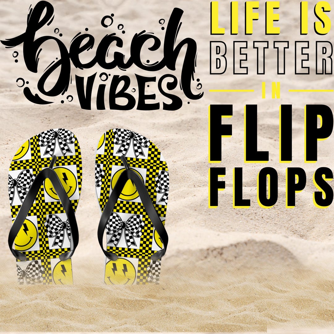 Retro Flip-flop Smiley Face Sandal 90s Fashion Beach Vacation Summer ...