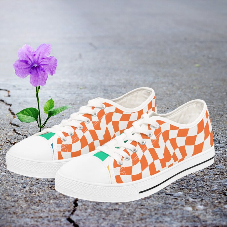 Retro Checkered Low Top Sneakers Ladies Street Style Sneakers Trendy ...
