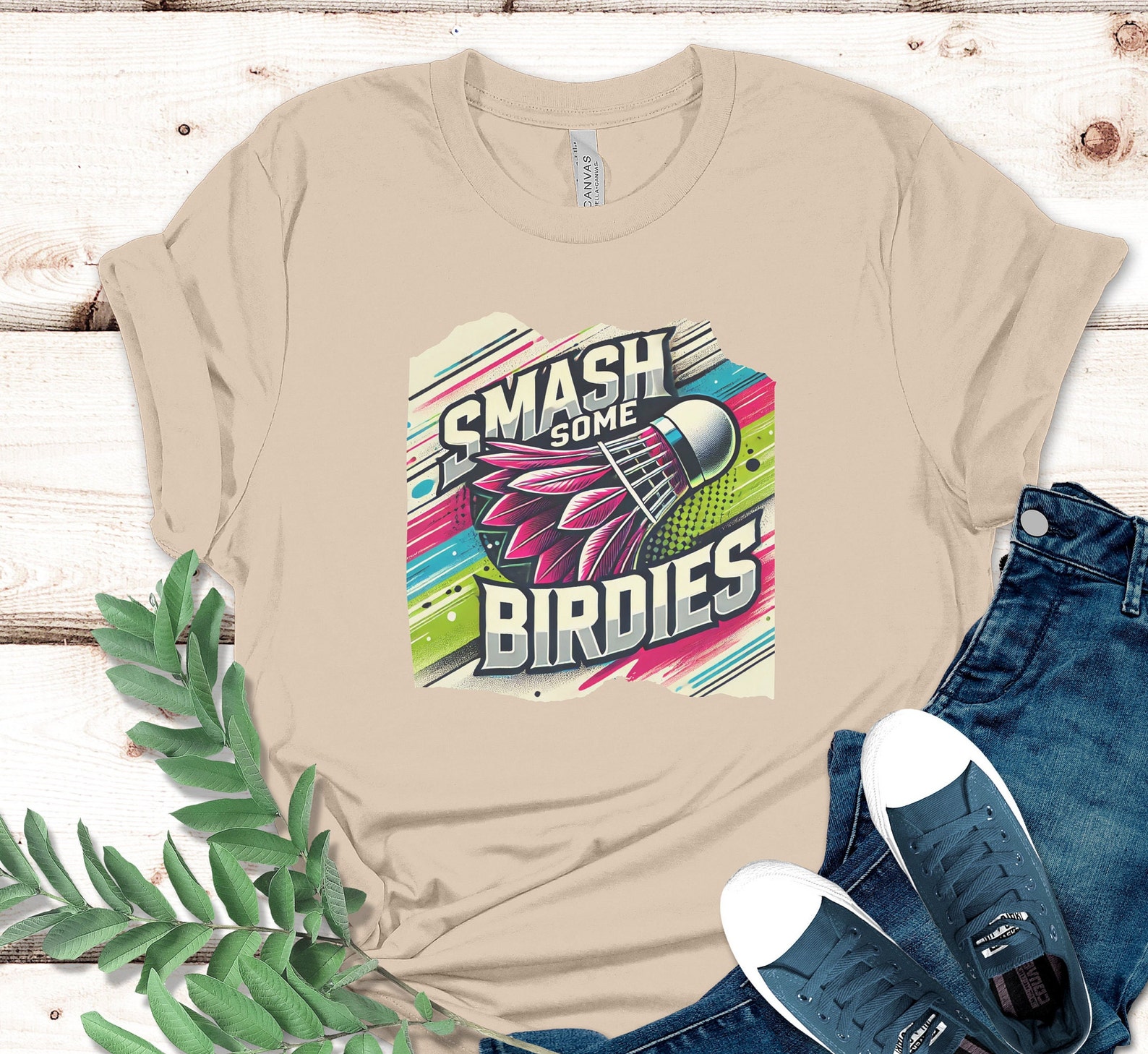 Badminton Racket Sport Shuttlecock Tee Birdie Smash Vibrant Racket ...