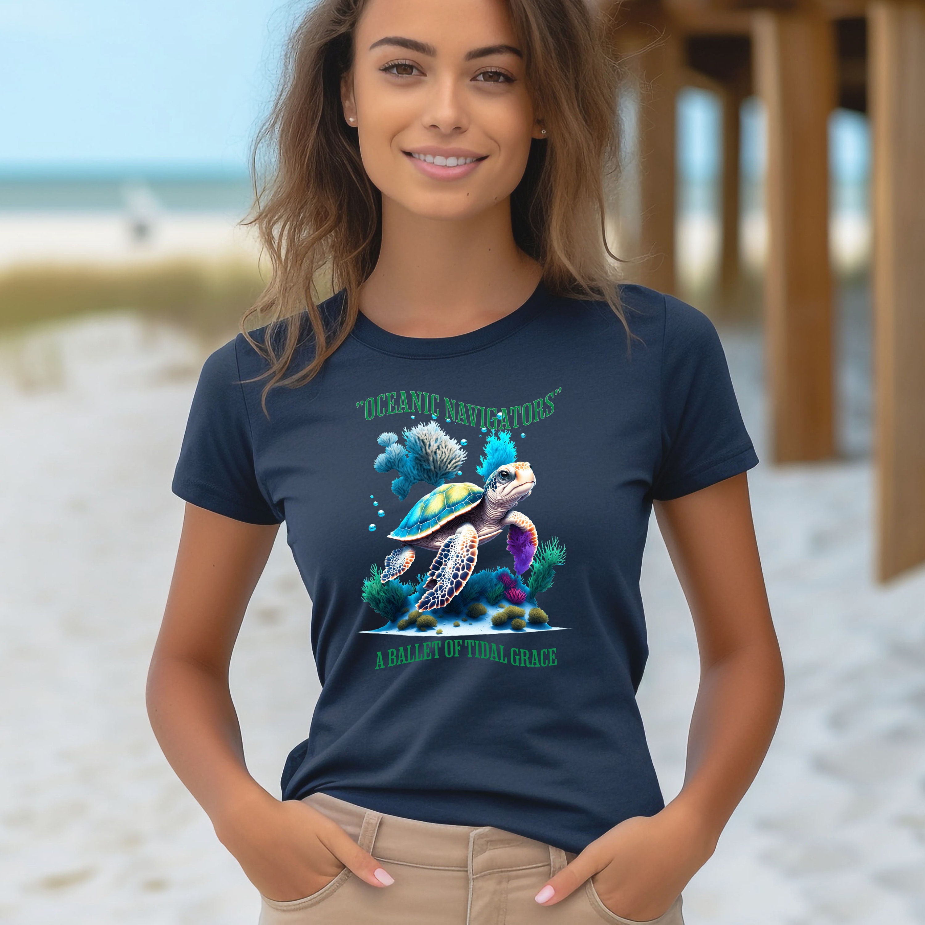 Sea Turtle Tee Shirt Ocean Sea Turtle Design Family Tee Summer Tee ...