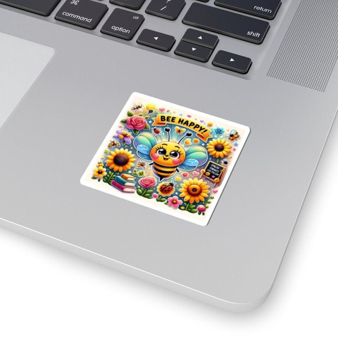 Kiss-cut Sticker Bee Happy Decals Positive Vibes Nature-inspired Bee ...