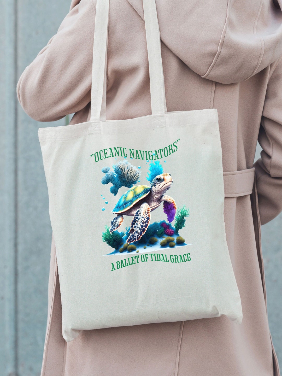 Turtles Tote, Cotton Canvas Turtle Tote Bag. Sea Lift Tote Bags ...