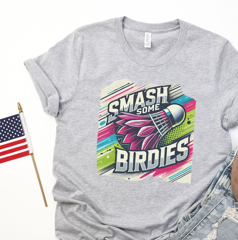 Badminton Racket Sport Shuttlecock Tee Birdie Smash Vibrant Racket ...