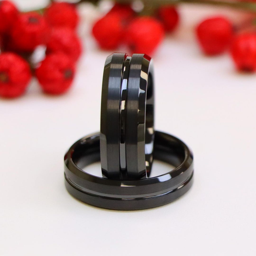 Men's Proposal Bands, 6mm - 8mm Black Tungsten Promise Rings ...