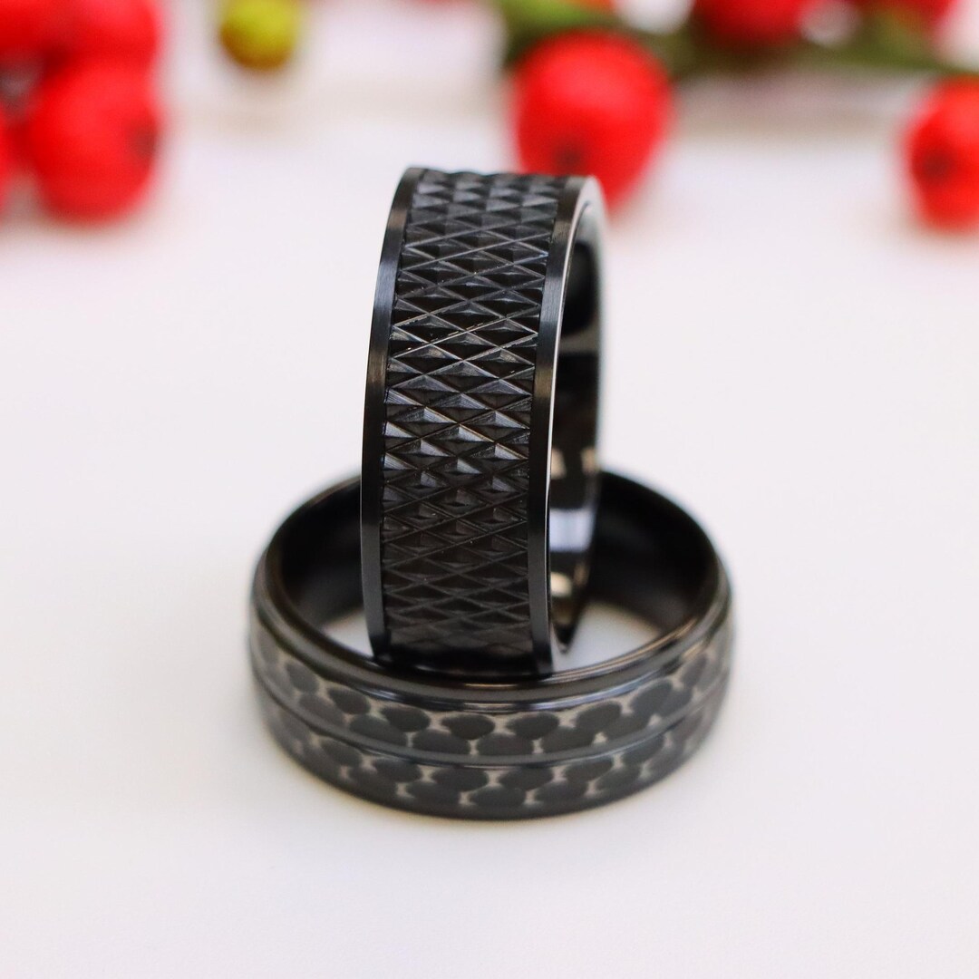 Parallelogram Design Center Straight Edges Unisex Tungsten Ring Wedding ...