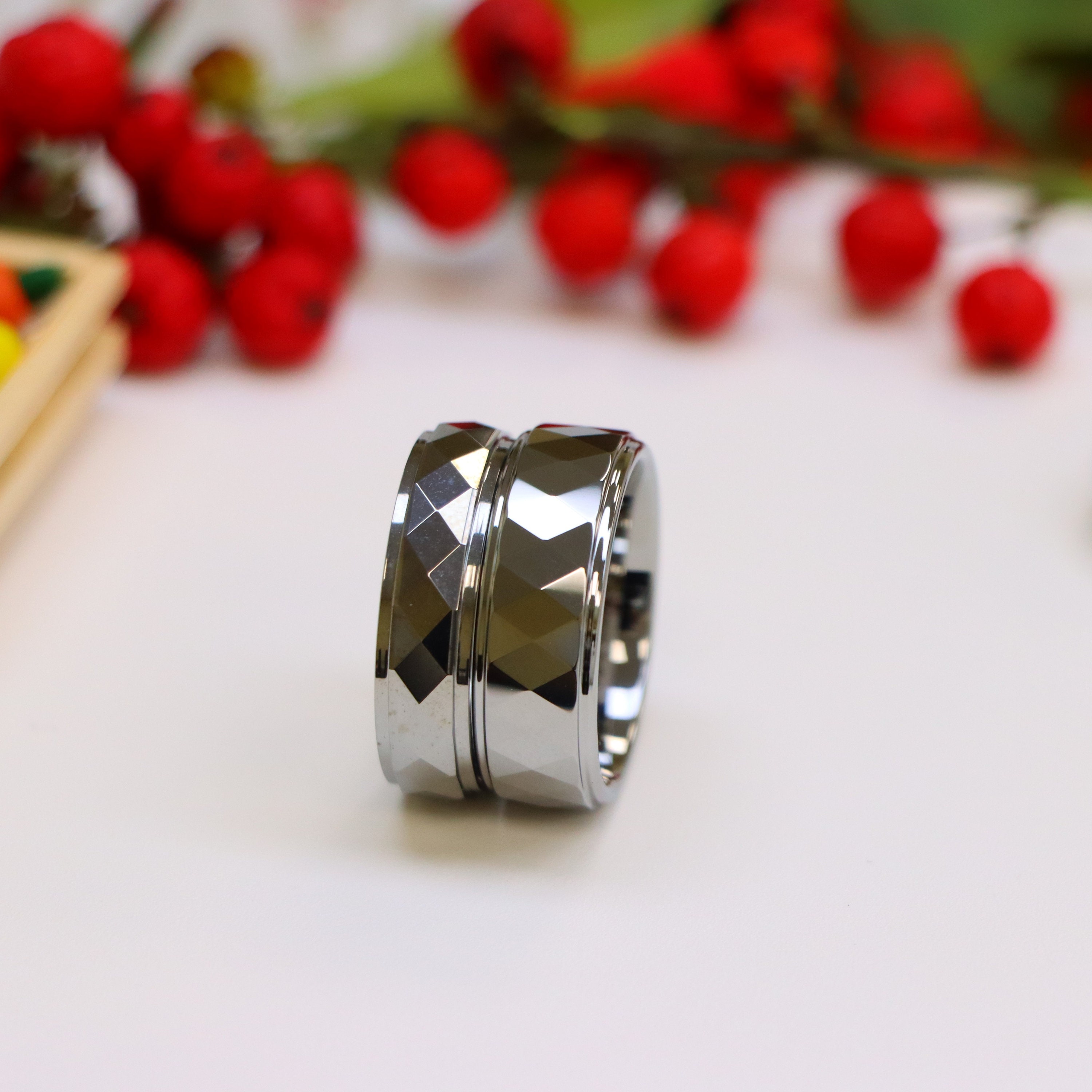 High Polished Brushed Shiny Rings, Couple Engagement Rings, Silver ...