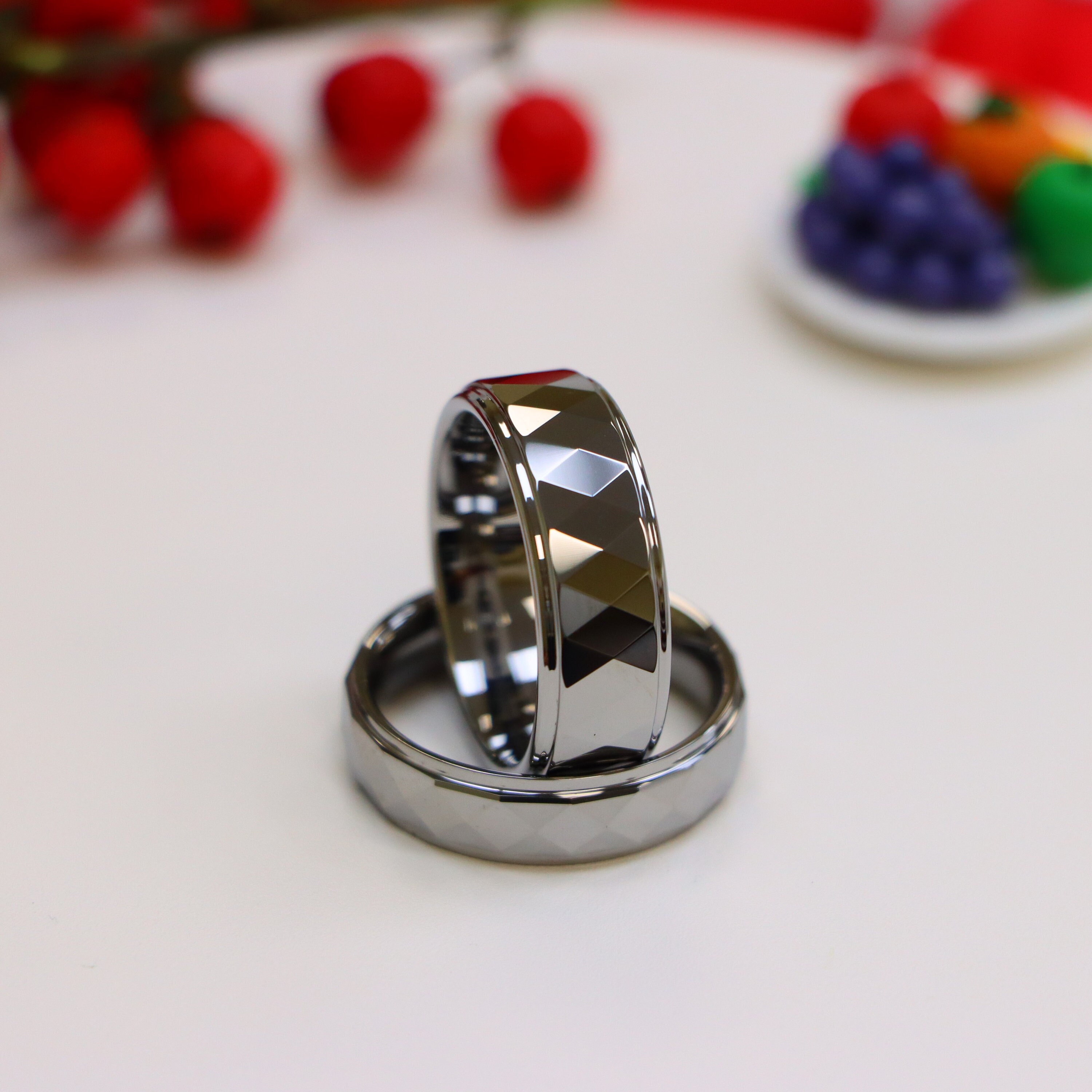 High Polished Brushed Shiny Rings, Couple Engagement Rings, Silver ...