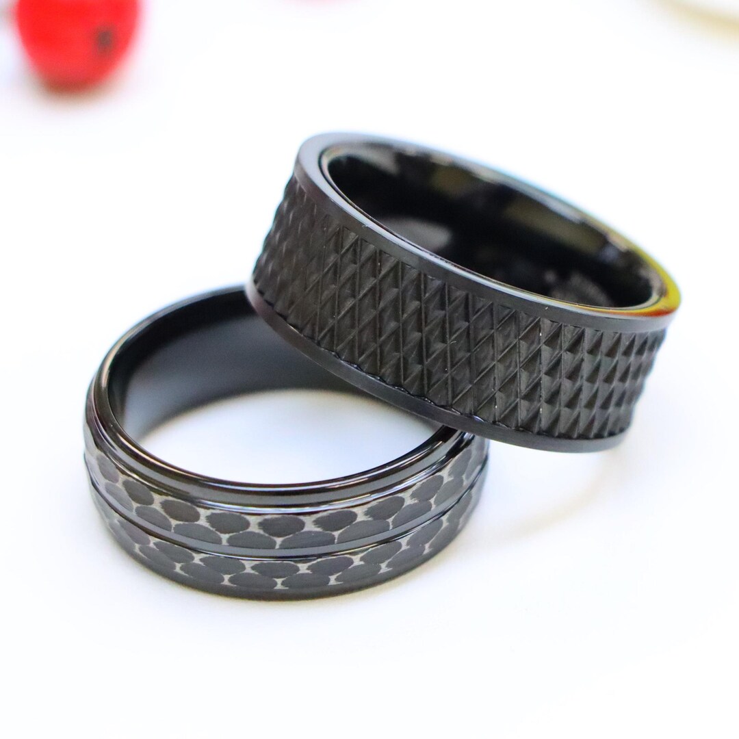 Parallelogram Design Center Straight Edges Rings, Unisex Wedding Ring ...