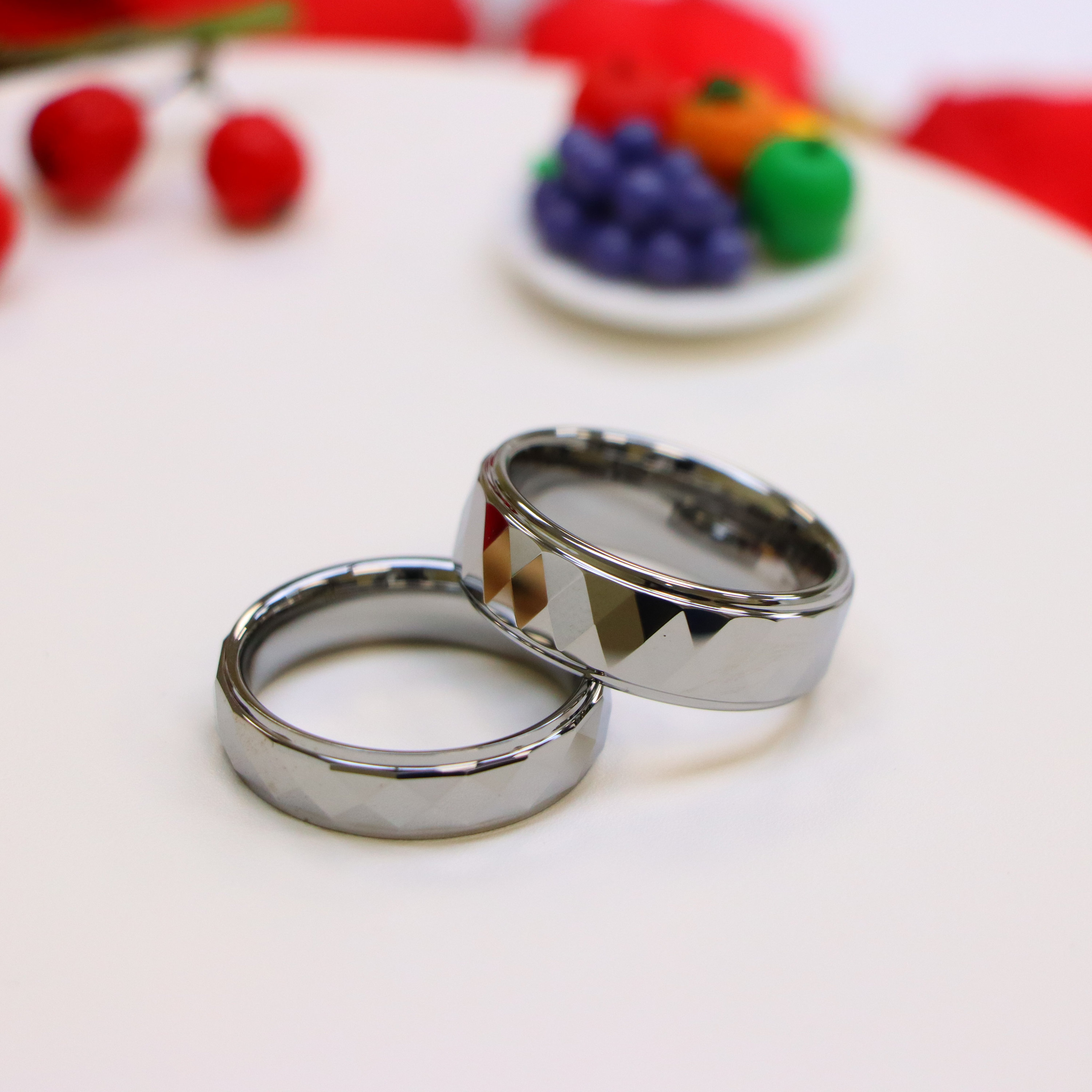 High Polished Brushed Shiny Rings, Couple Engagement Rings, Silver ...