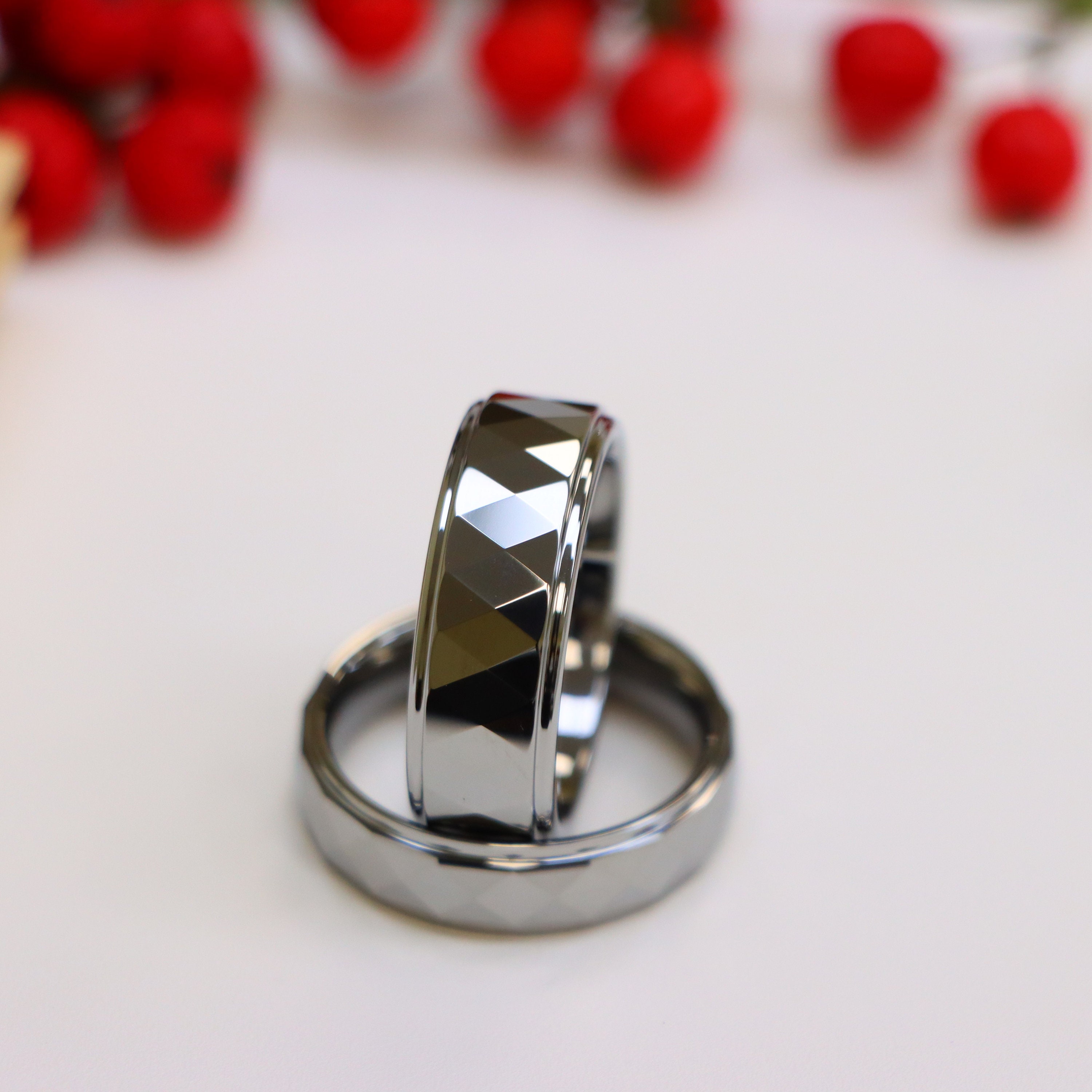 High Polished Brushed Shiny Rings, Couple Engagement Rings, Silver ...